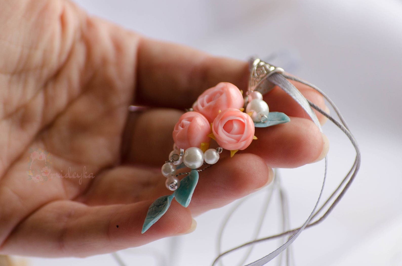 Rose Pendant Ranunculus Pendant Polymer Clay Pendant Polymer | Etsy