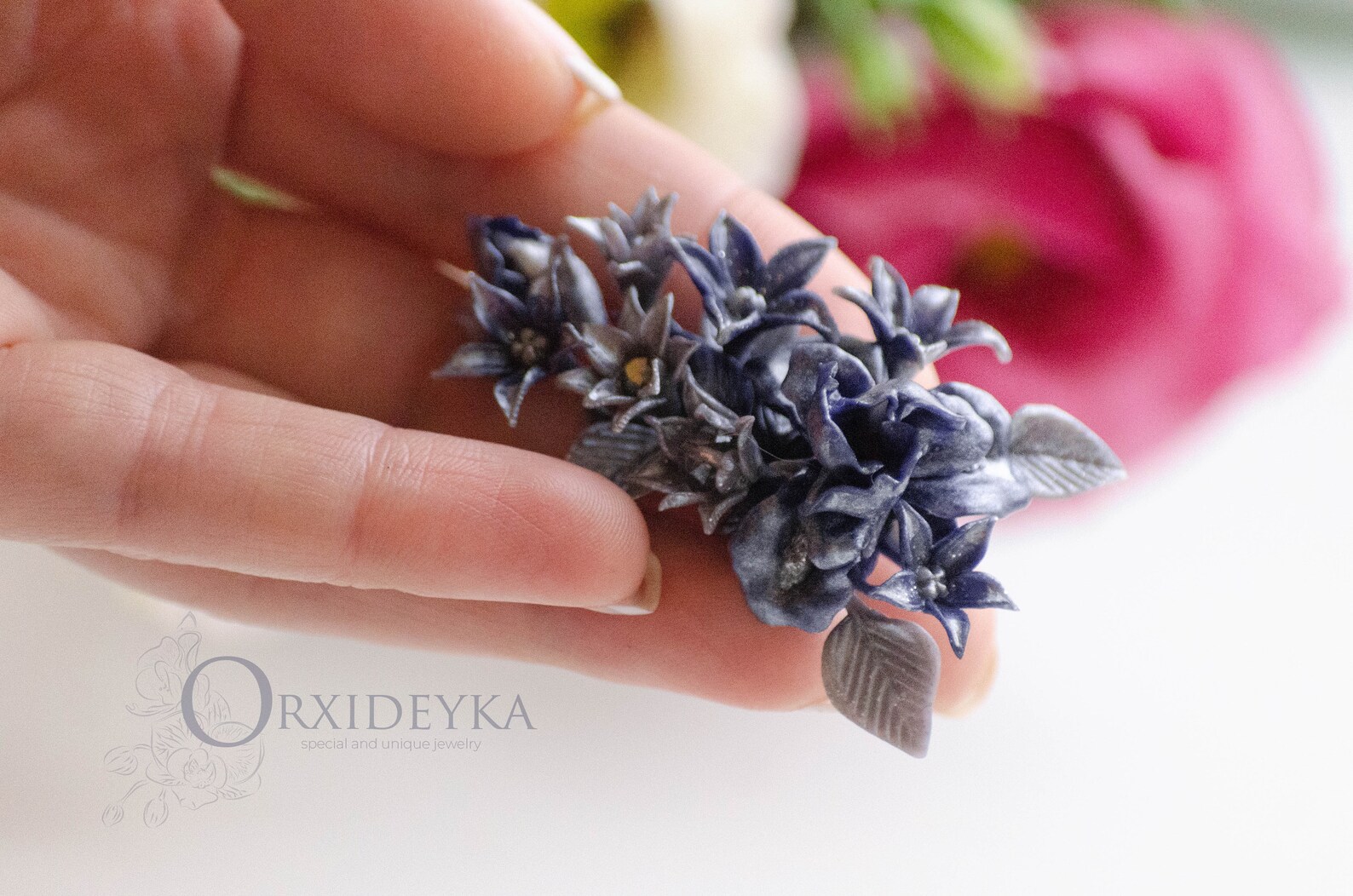 Blue Iris Brooch Fantasy Brooch Polymer Clay Brooch Polymer - Etsy