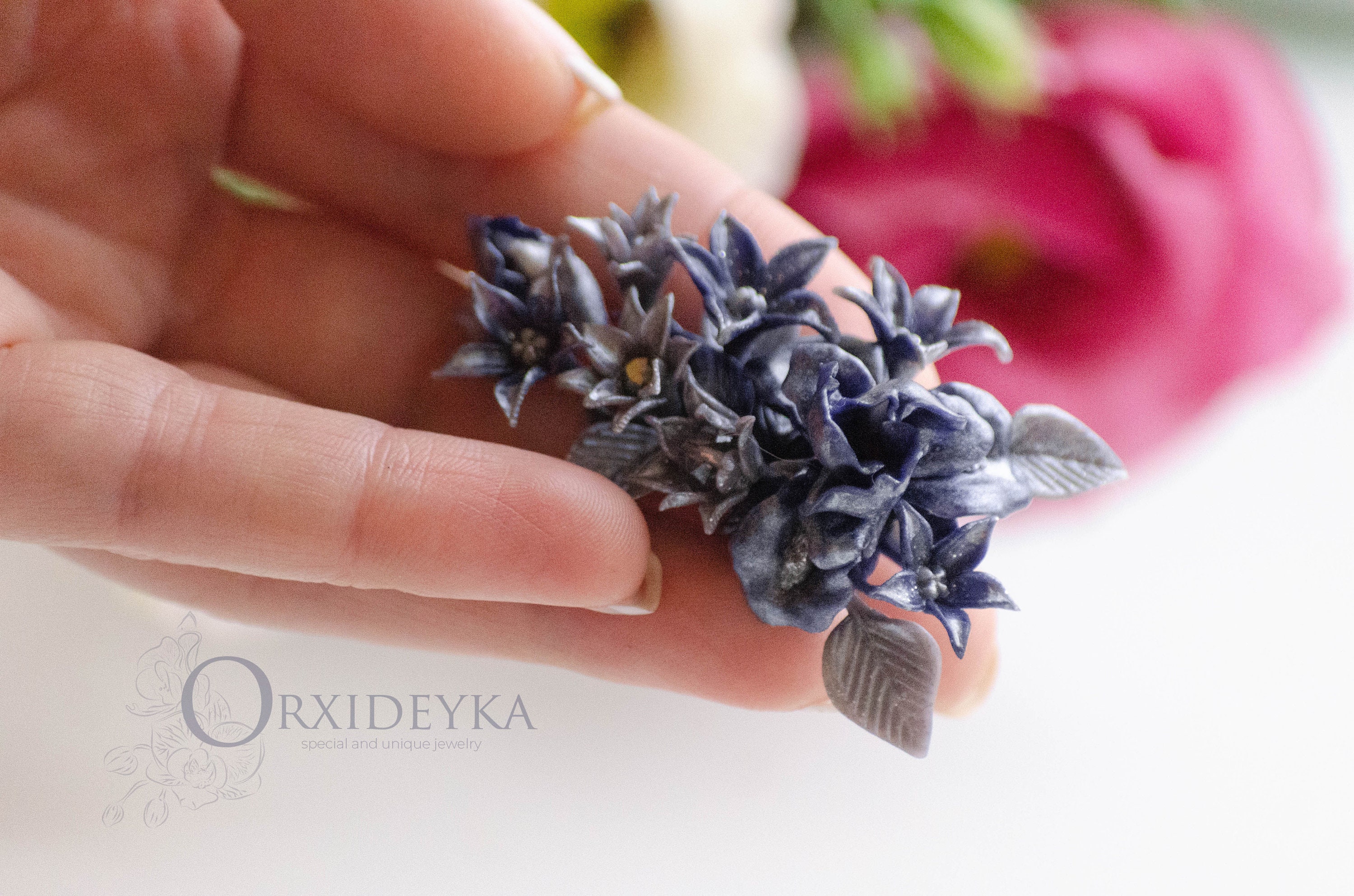 Blue Iris Brooch Fantasy Brooch Polymer Clay Brooch Polymer | Etsy