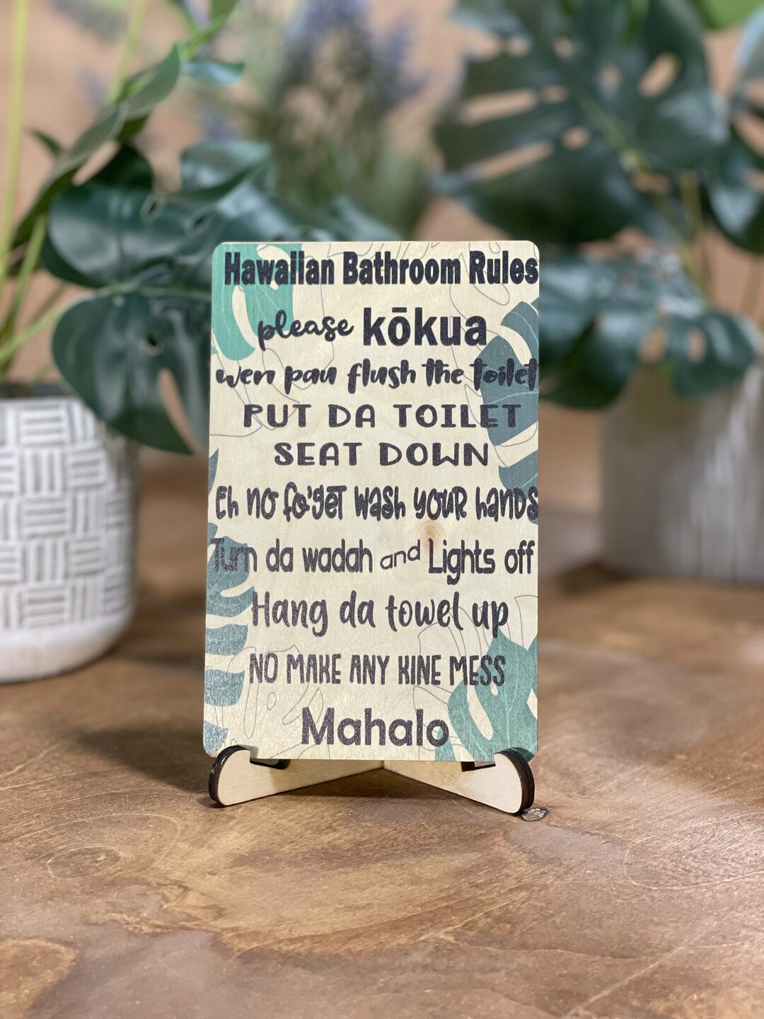Hawaiian Bathroom Rules 4x6 Sign, Made in Hawaii, Home Decor, Wood Sign ...