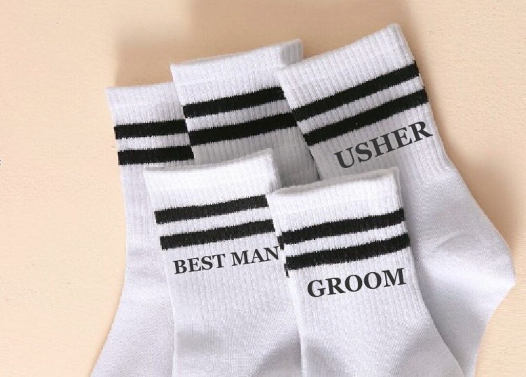 White Crew Sock Groom Wedding Day Socks, Best Man Socks, Usher, Father ...