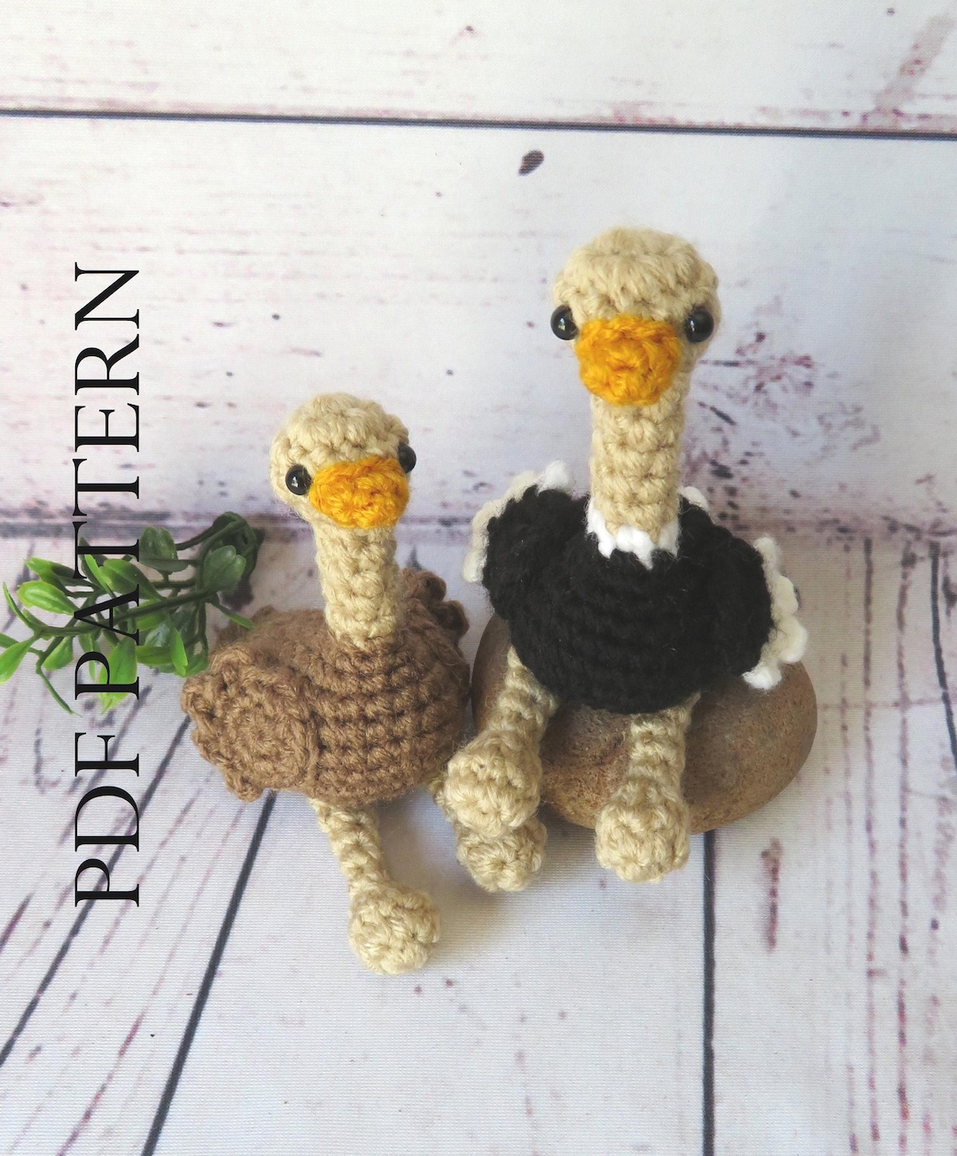 Crochet Ostrich Couple Pattern: DIY Amigurumi Ostriches (PDF Pattern ...