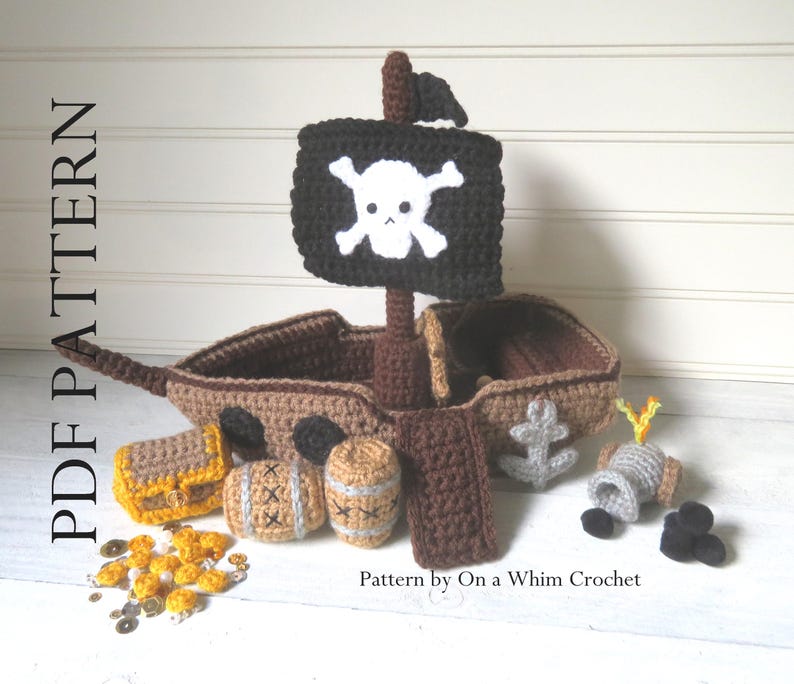 Pirate Play Set Crochet Pattern: Ship, Dolls, Animals, Accessories (PDF ...