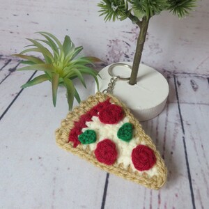 Pizza Slice Keychain Crochet Pattern, Keyring, Bag or Backpack Charm ...