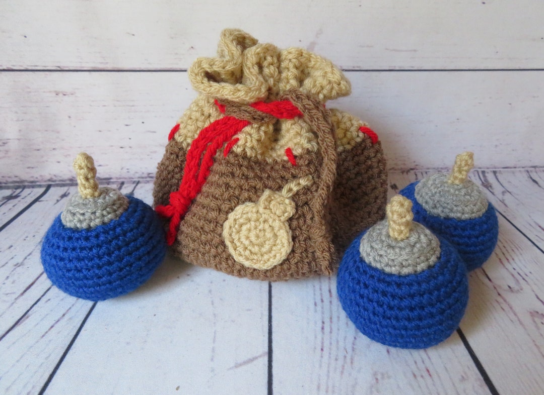 Crochet Bomb Bag With 3 Bombs Completed Set, Bomb Bag, Dice, Gift for ...