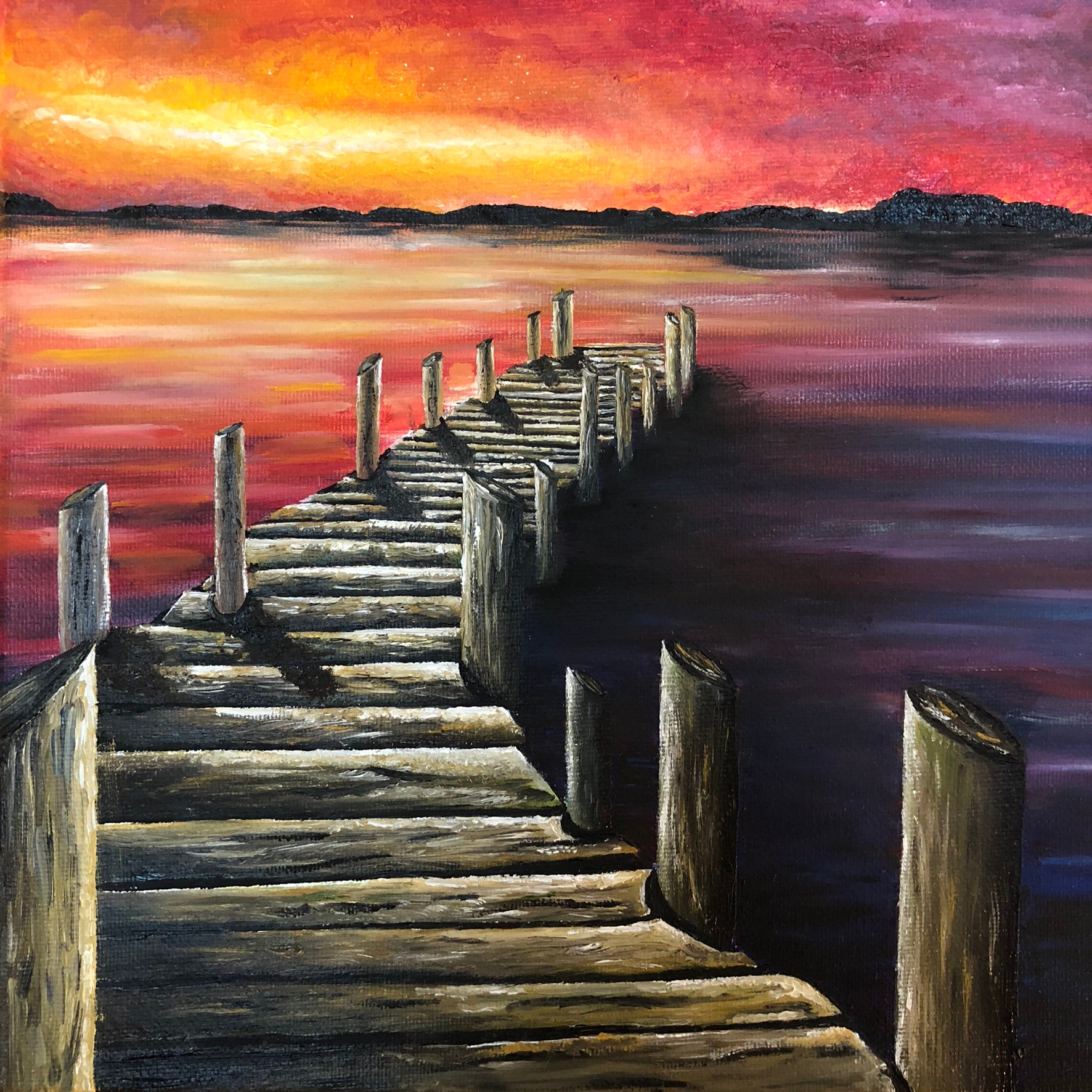 Nightly Walks Across the Salty Seas: A Painting of a Sunset on a ...