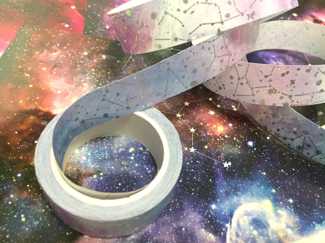 Fancy Universe Washi Tape 5M Sparkle Silver Star Night Purple Sky ...