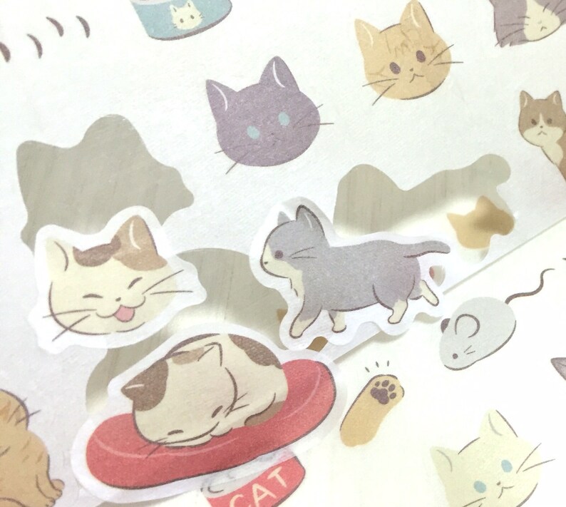 Cute Cat Washi Masking Tape 300 Die Cut Sticker Pet Cat Street Mouse ...