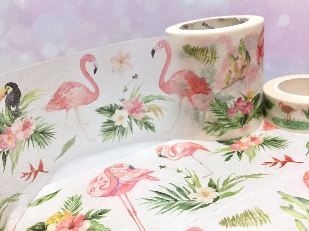 Flamingo Wide Washi Masking Tape 7M X 5cm Toucan Bird Pink Bird Cute ...