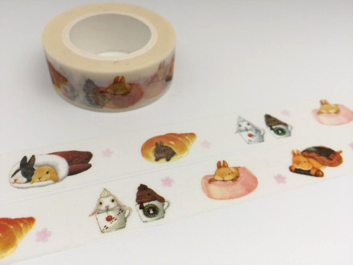 Rabbit tape 10M cute bunny washi tape rabbit party food farm | Etsy
