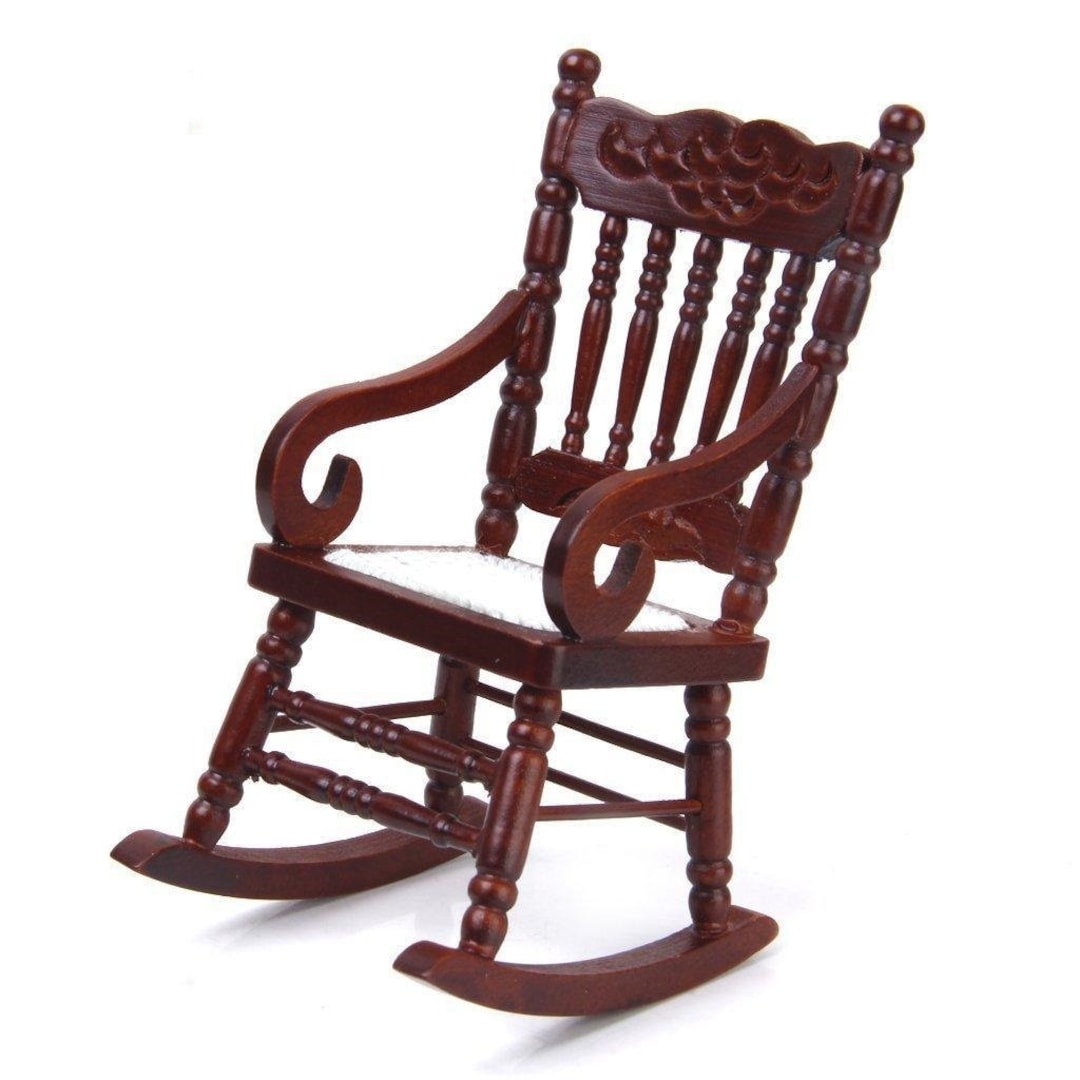 Dolls House Wooden Rocking Chairs Miniature Chairs 1:12 Living Room ...