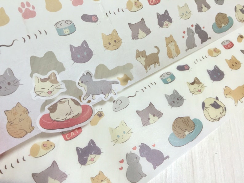 Cute Cat Washi Masking Tape 300 Die Cut Sticker Pet Cat Street Mouse ...