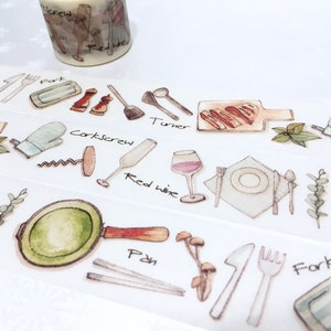 Food Planner Washi Tape 7M X 3cm Food Theme Dining Cooking Chef Decor ...