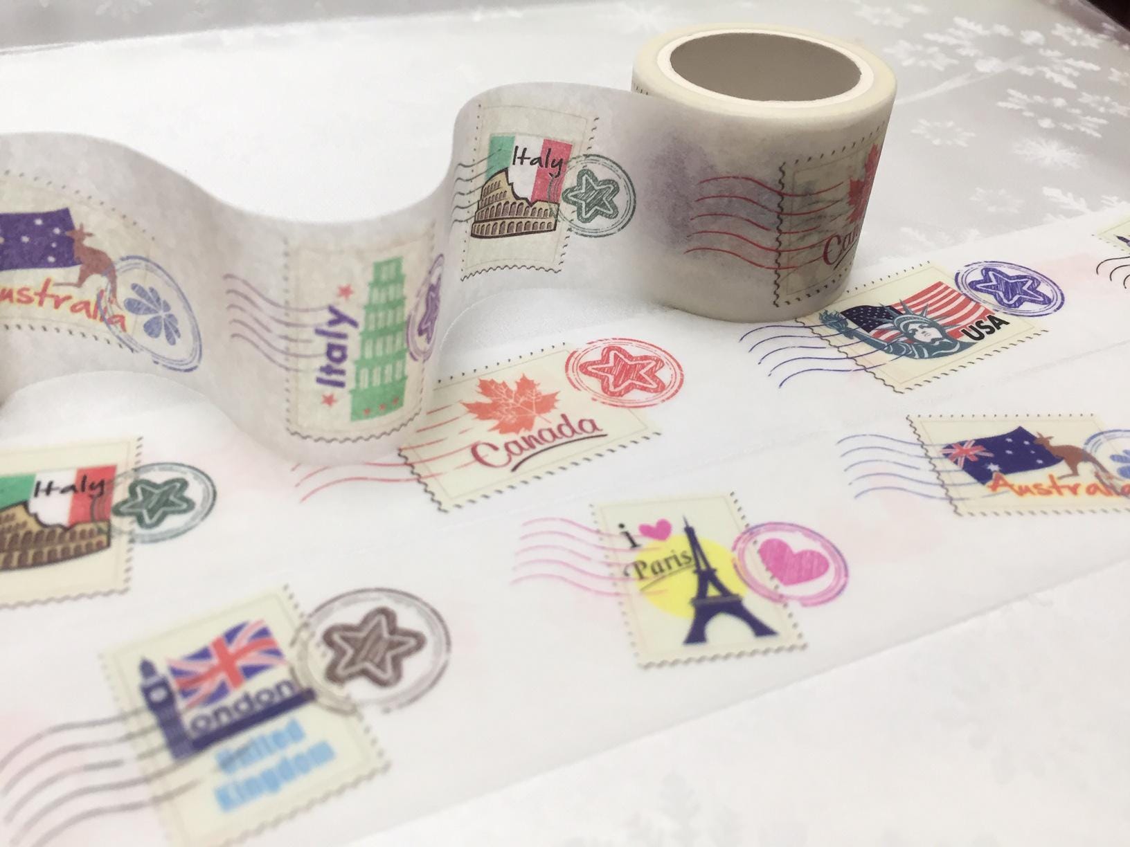 Country Postage Stamps Washi Tape 5M X 3cm Canada USA Australia Italy ...