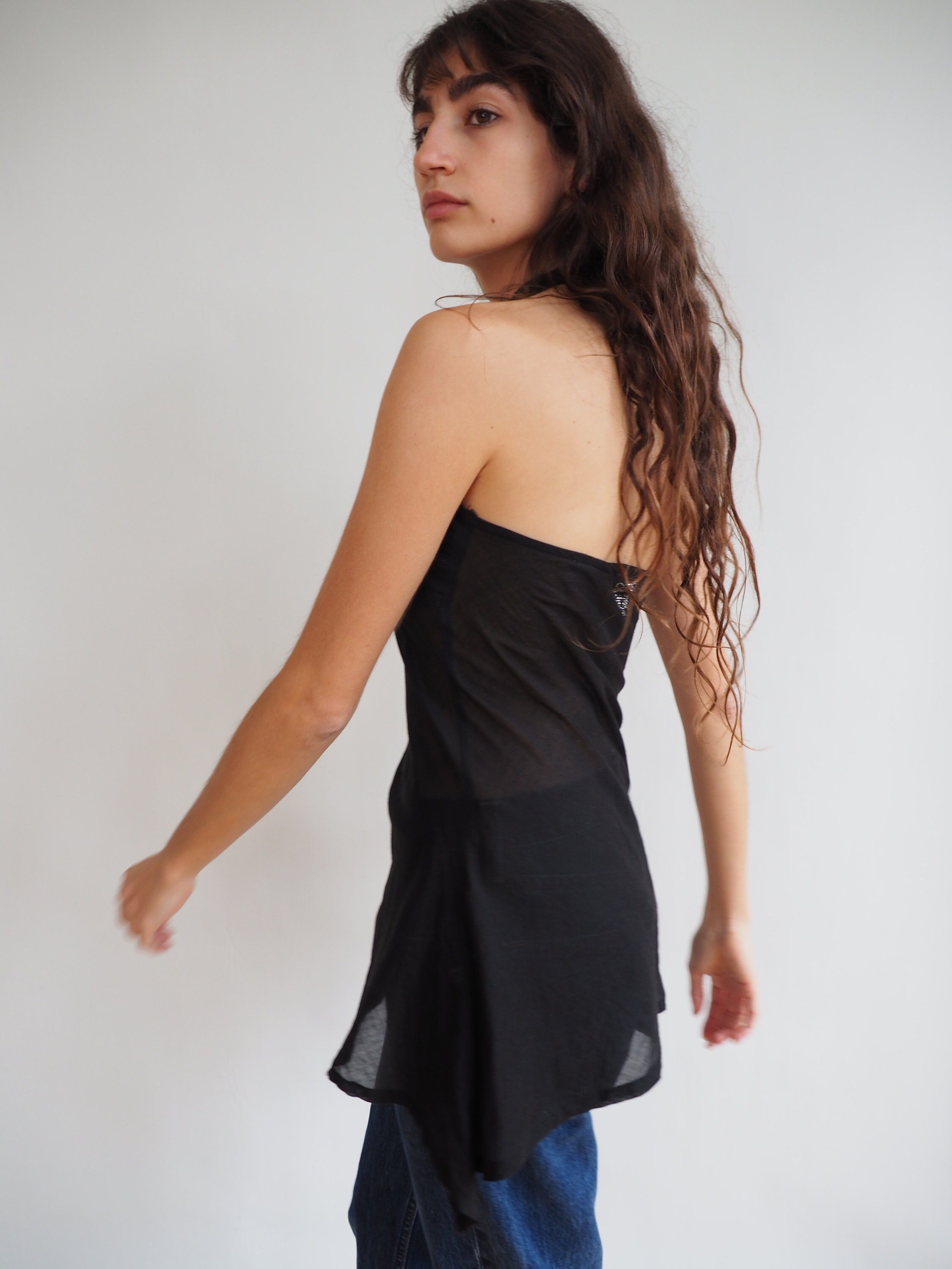 2000s Guess Black Sheer Halter Top - Etsy