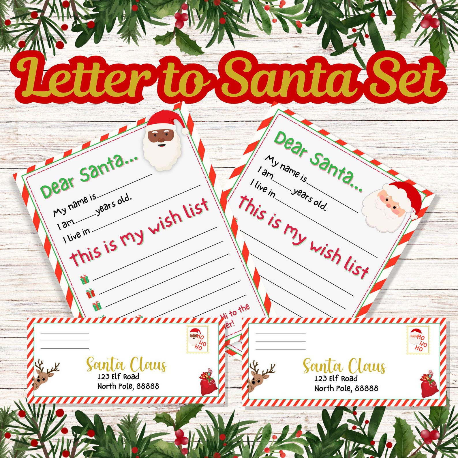 Letter to Santa, Printable Christmas List, Letter for Santa, Christmas ...