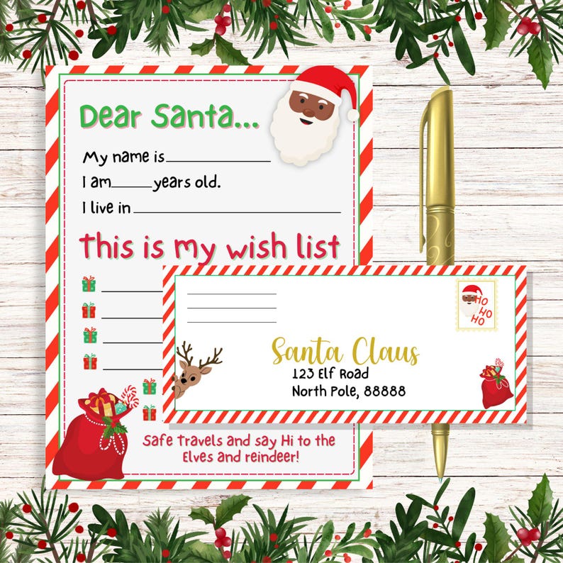 Letter to Santa, Printable Christmas List, Letter for Santa, Christmas ...