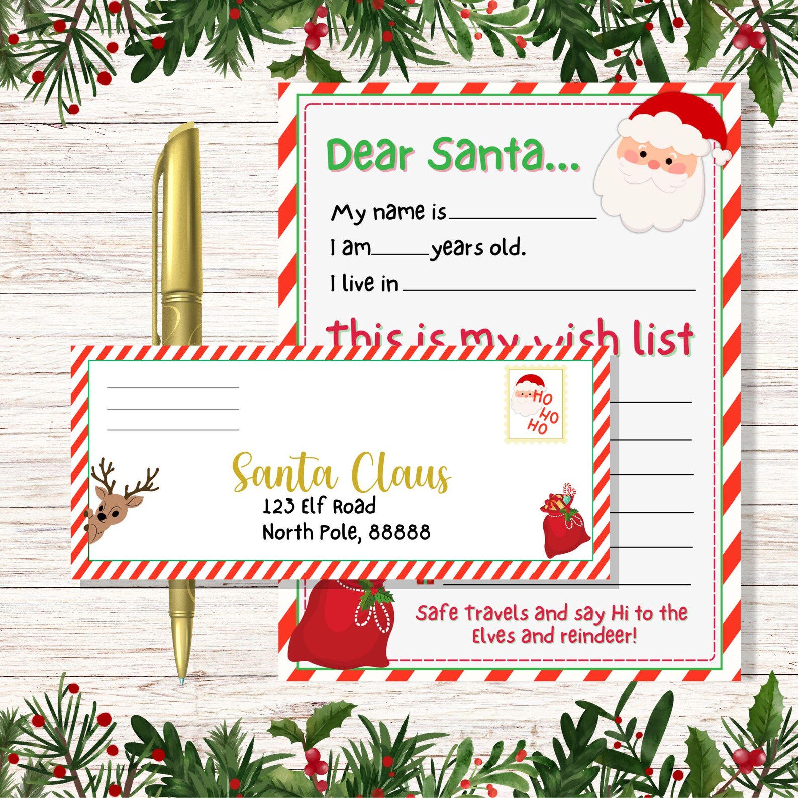 Letter to Santa, Printable Christmas List, Letter for Santa, Christmas ...