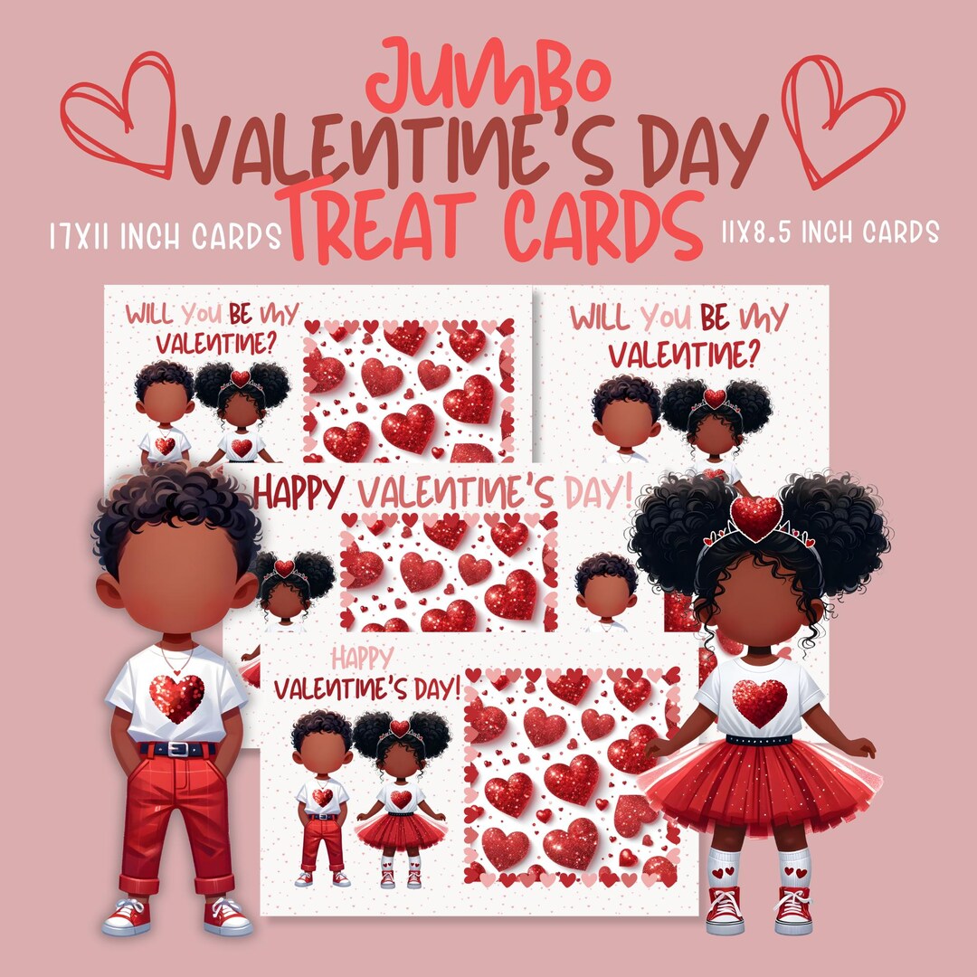 Jumbo Valentines Day Treat Card, Jumbo Treat Card Printable, Valentines ...