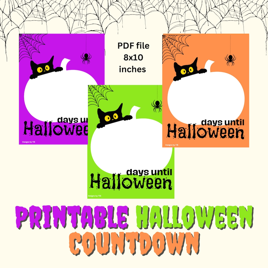 Halloween Countdown, Printable Halloween Countdown, Digital Halloween ...