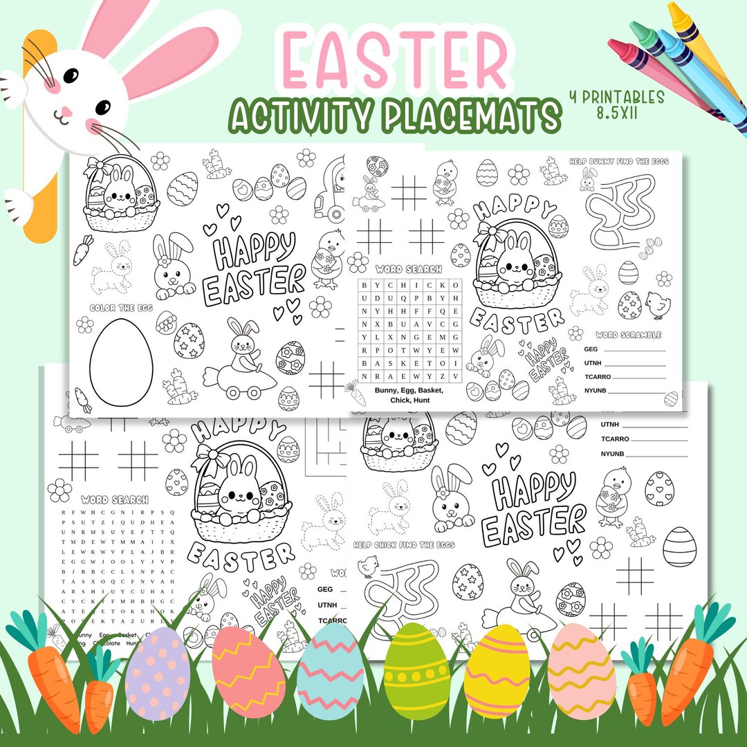 Easter Activity Placemats, Printable Placemat, Easter Printable, Easter ...