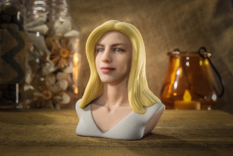 Custom 3D Printed Bust With Your Face: Female With T-shirt - Etsy