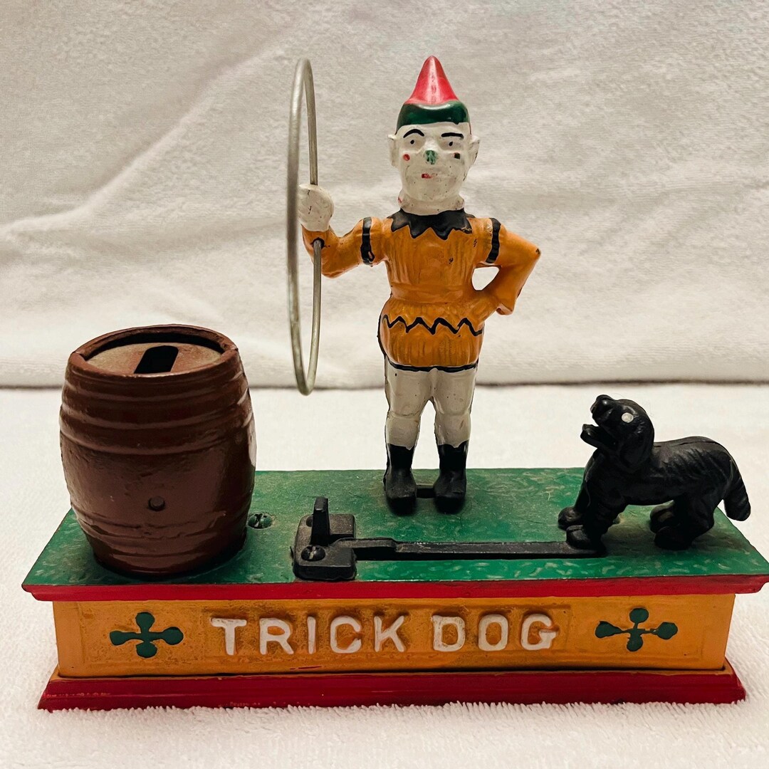 Antique Cast Iron Bank Trick Dog, Cast Iron Banks, Piggy Banks, Antique Banks, Trick Dog, Coin ...