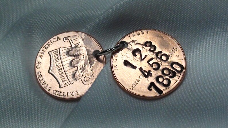 Pet Id Tag, TWO Lucky Penny Charms Stamped With Pets NAME and PHONE ...