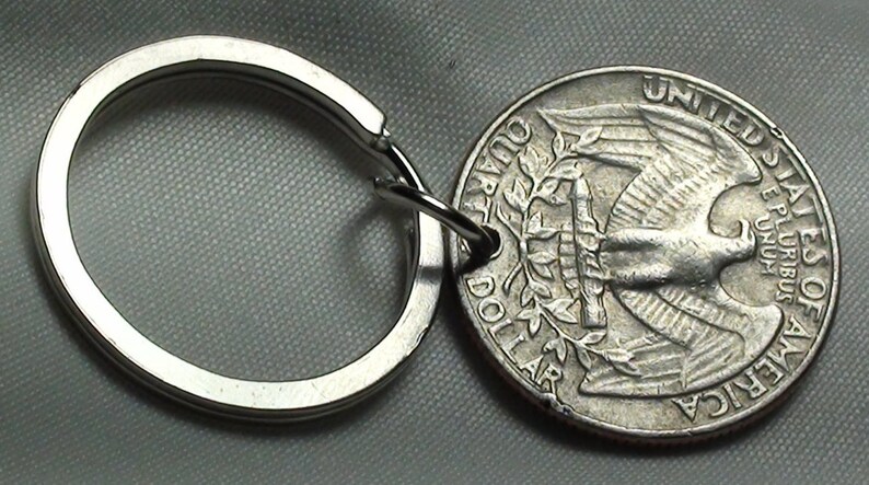 Eagle Back Quarter KEYCHAIN You Pick YEAR of QUARTER, Good Luck Charm ...