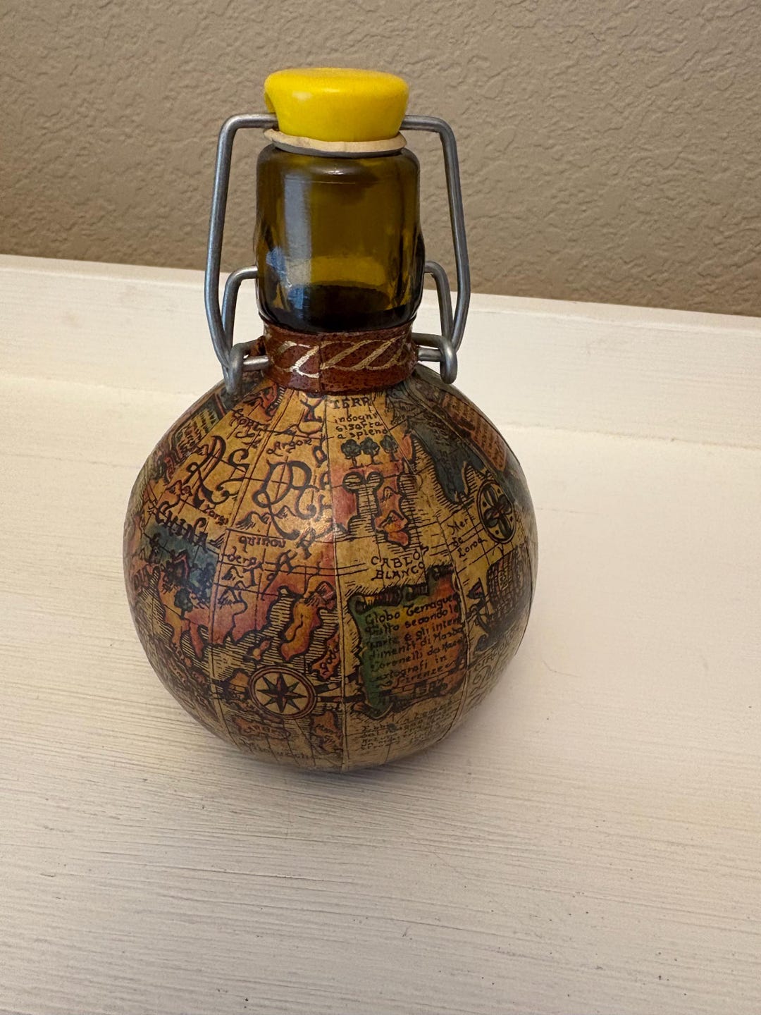 Antique Italian Leather Wrapped Decanter, Vintage Decanter, Glass ...