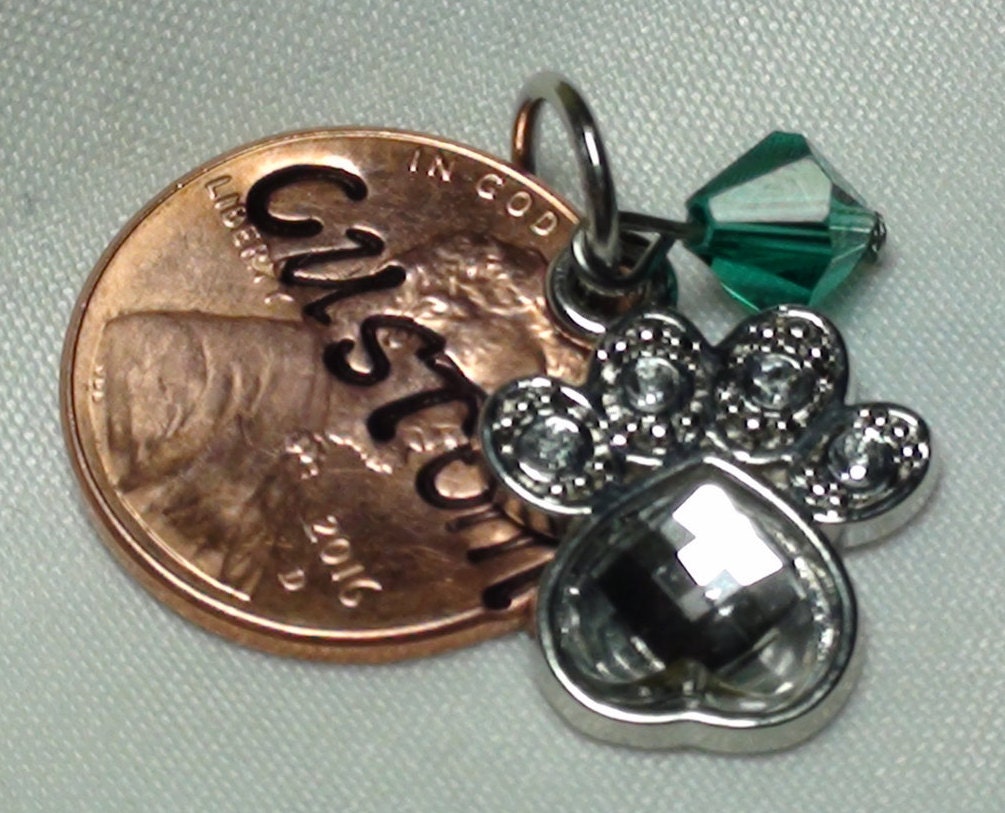 Lucky Penny Charm Stamped NAME of CHOICE Paw Print Charm and - Etsy