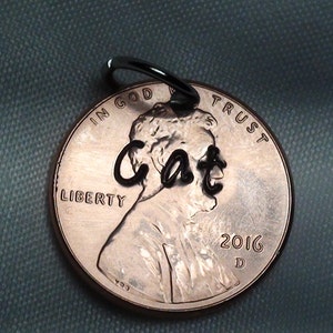 Pet ID Tags, Lucky Penny Charm Stamped "with Name of Your Choice" With ...