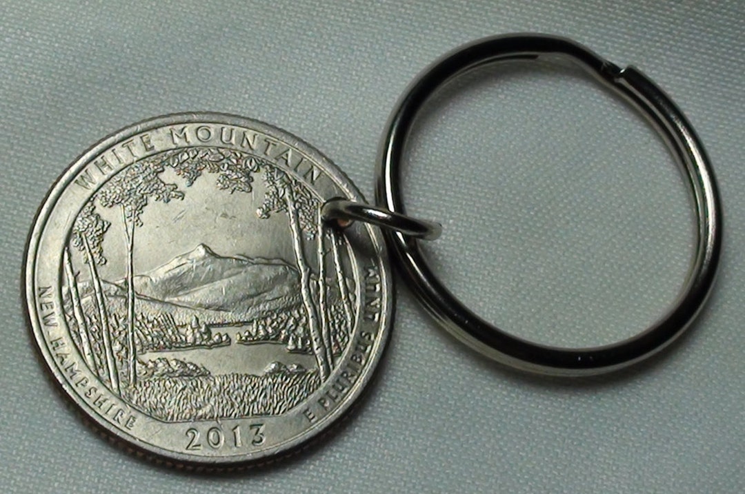 White Mountain National Forest Quarter KEYCHAIN, 2013 Quarter, Keychain ...