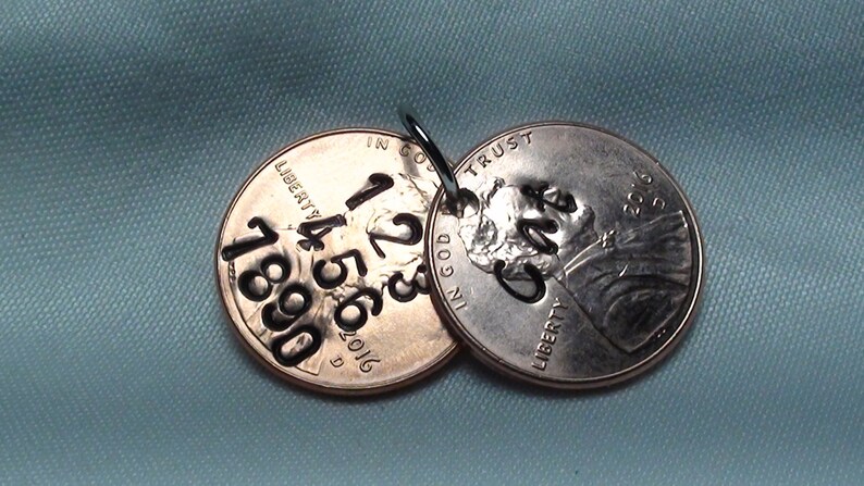 Pet Id Tag, TWO Lucky Penny Charms Stamped With Pets NAME and PHONE ...