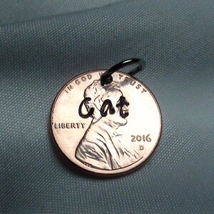 Pet ID Tags, Lucky Penny Charm Stamped "with Name of Your Choice" With ...