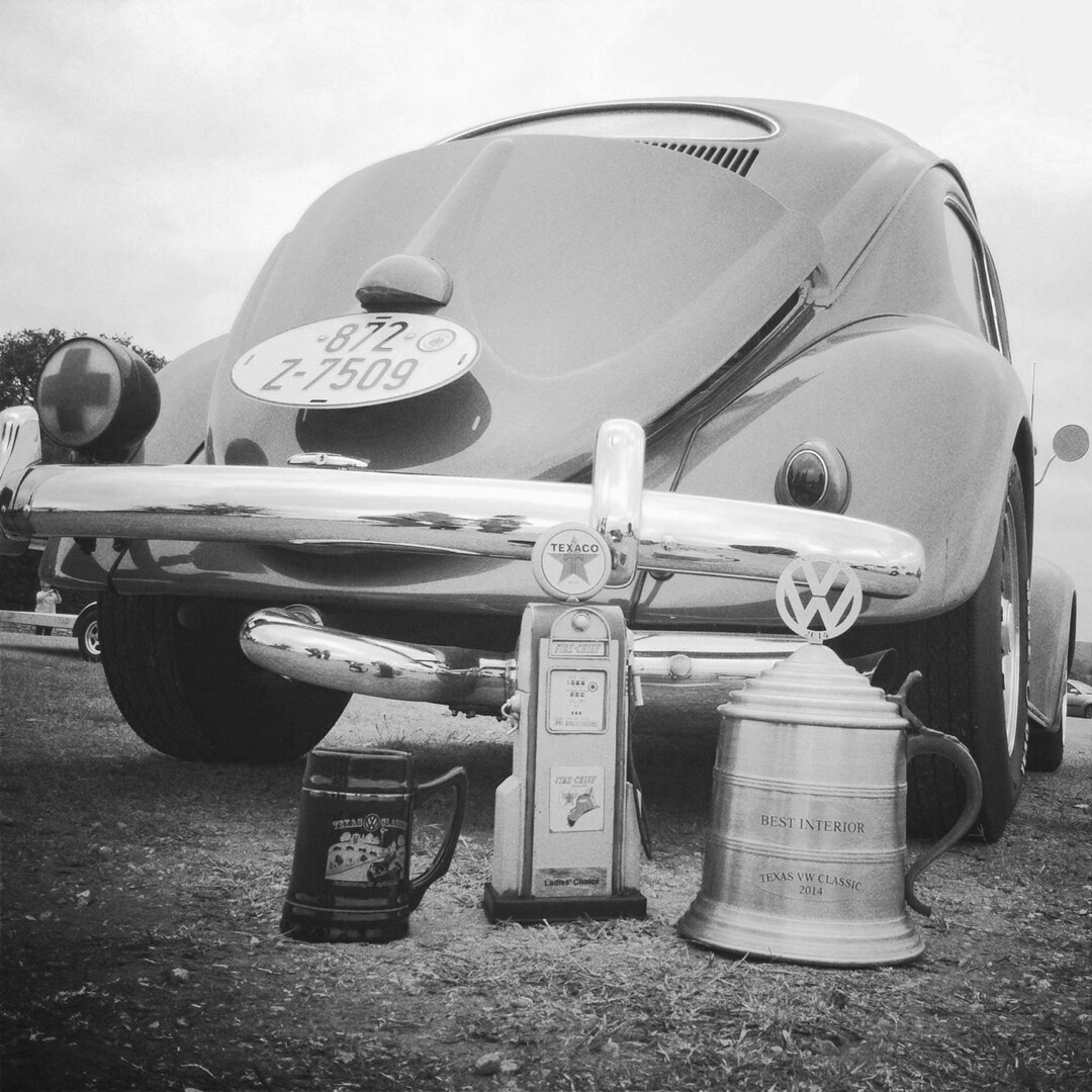 Black and White Photograph of VOLKSWAGEN With Trophies, VW Bug ...