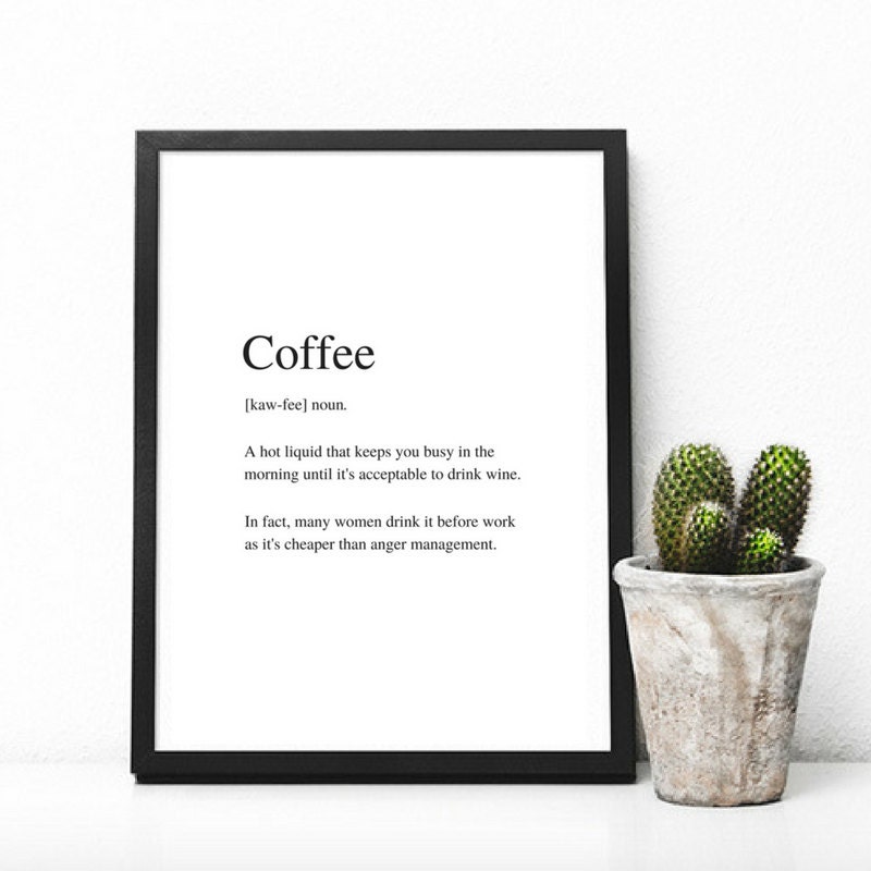 Coffee Definition Art Print | A4 Minimalist Typography - Etsy Australia
