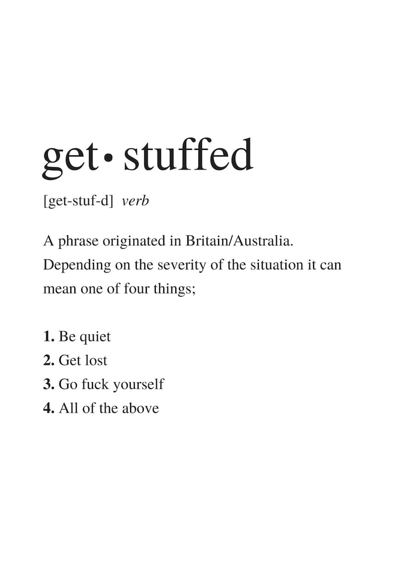 Get Stuffed | Art Print | Australian Humour | Wall Art | A4 Unframed ...