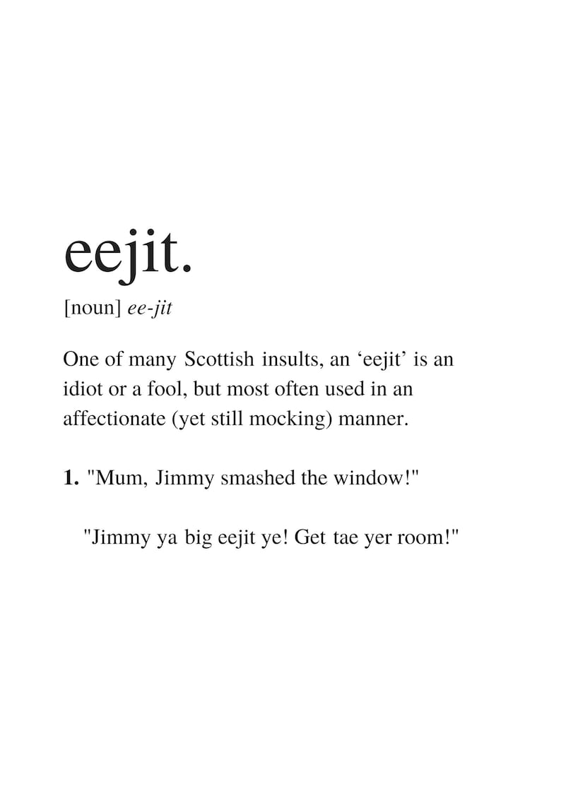 Eejit Custom Print Scottish Slang Funny Print A4 Unframed - Etsy