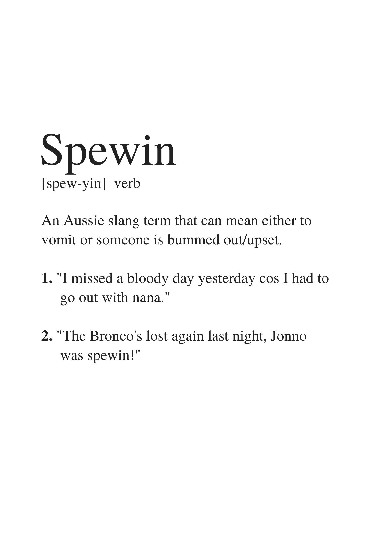 Spewin / Art Print / Australian Humour / Funny Art / A4 Unframed ...