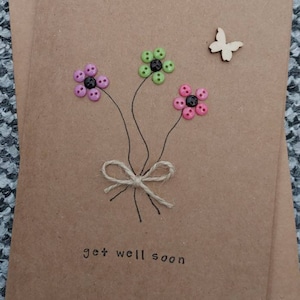 Get Well Card -handmade Card- Operation - Sickness- Recovery - Button ...
