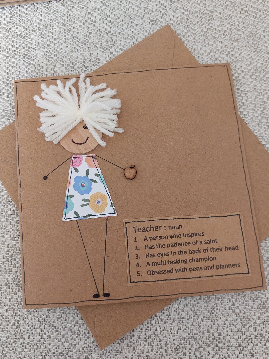 Teacher Definition Card-noun Card-thank You Card -teaching Assistant ...