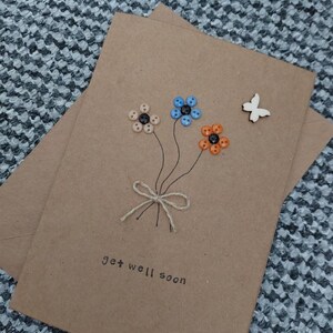 Get Well Card -handmade Card- Operation - Sickness- Recovery - Button ...