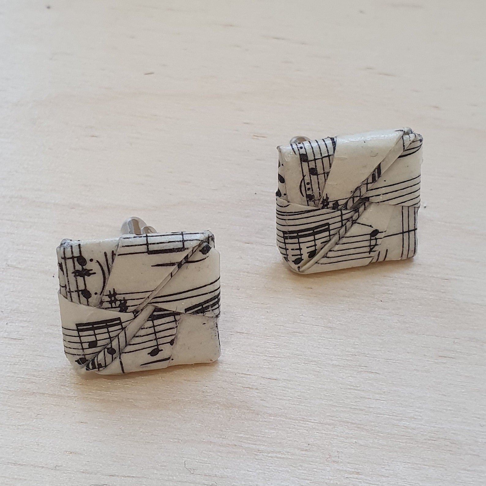 Handmade Cufflinks for Music Lover. Recycled Paper Origami - Etsy
