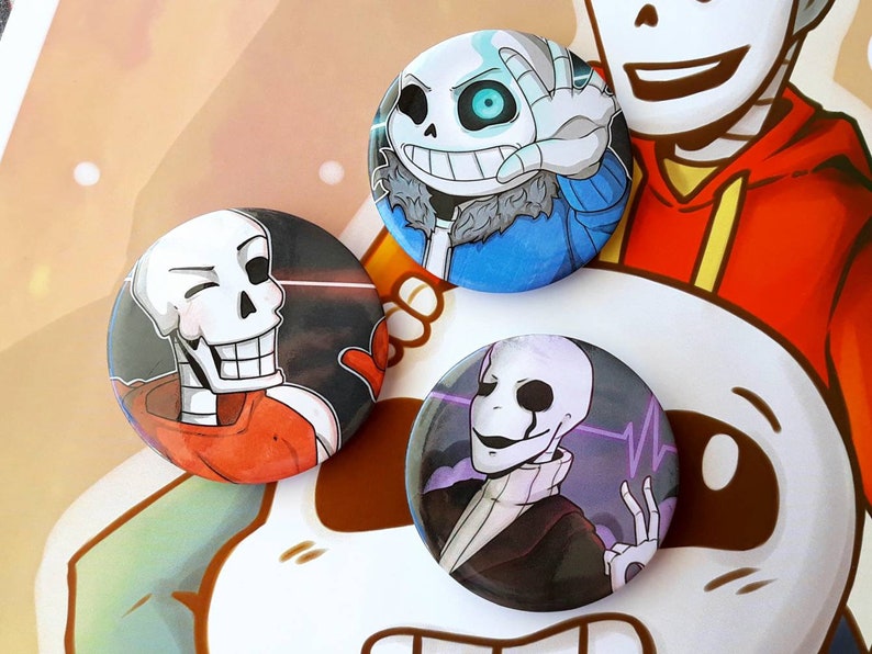 Undertale round badges 57mm Buttons Sans Papyrus and | Etsy