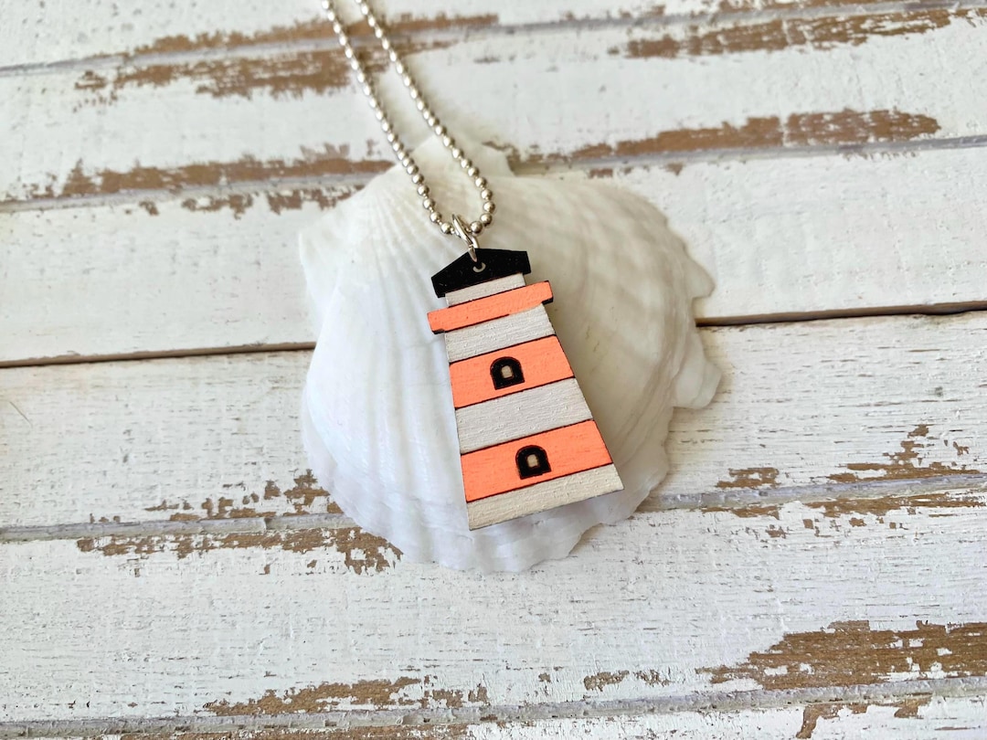 Wooden Lighthouse Necklace — Lighthouse Jewelry — Maritime Necklace - Etsy