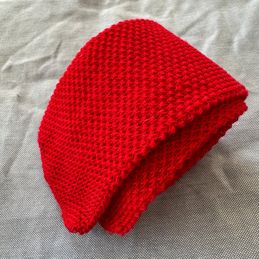 Vintage Bright Red Knit Tie - Etsy