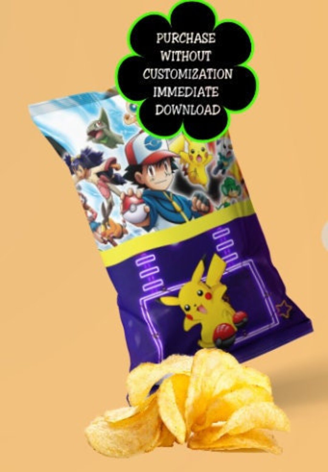 Chip Bag Digital File POKEMON Party Decor Pacchetto Patatine - Etsy