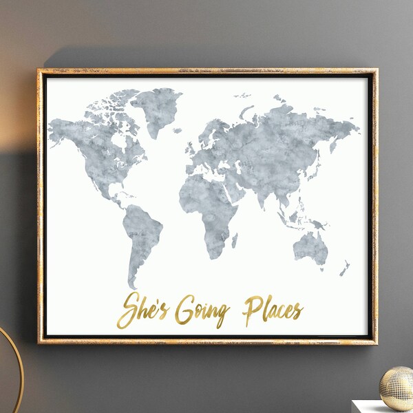 Gray World Map - Etsy