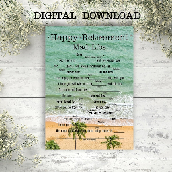 Retirement Mad Libs - Etsy